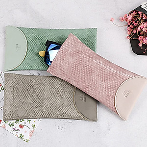 Pack of 3 Eyeglasses Pouch Squeeze Top Sunglasses Pouch Eyeglass Cases Soft Leather Eyeglasses Storage Bag Eyeglass Holder