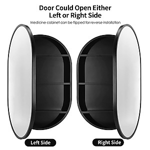 Movo 21 Inch x 31Inch Oval Medicine Cabinet Mirror Bathroom Wall Storage Cabinet Mirror Surface Mount Installation