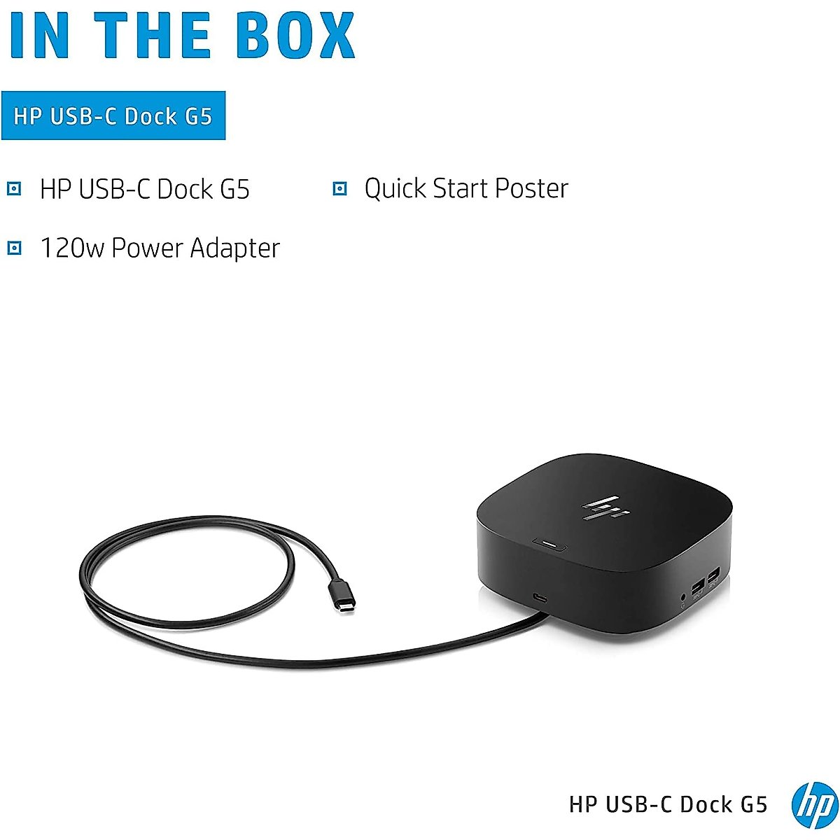 HP USB-C Essential Dock G5 Bundle with Docztorm USB Hub (8 in 1 Adapter for USB-C and Thunderbolt-Enabled Laptops, Notebooks and PCs - Single Cable for Charging, Networking, or Data Transfers)