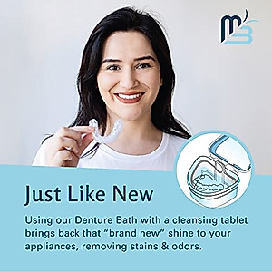 Denture Bath Case and Retainer Case | FSA HSA Approved | Denture Cleaner Cup for Invisalign Retainers Mouthguards and Dentures Cleaner Kit with Strainer Spill-Free Portable Retainer Cleaner Case