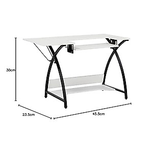 Sew Ready Comet Hobby Center - 45.5" W x 23.5" D White Hobby and Sewing Machine Table with Storage Shelf - Can Also Be Used as Computer Desk