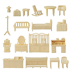 BMC Classic Marx Antique Furniture - 40pc Dollhouse Plastic Playset Accessories