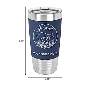 LaserGram 20oz Vacuum Insulated Tumbler Mug, Pedicure, Personalized Engraving Included (Silicone Grip, Navy Blue)