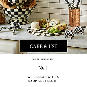 MACKENZIE-CHILDS Cheese Course, Cute Cheese Board and Serving Board for Charcuterie, Black-and-White Courtly Check