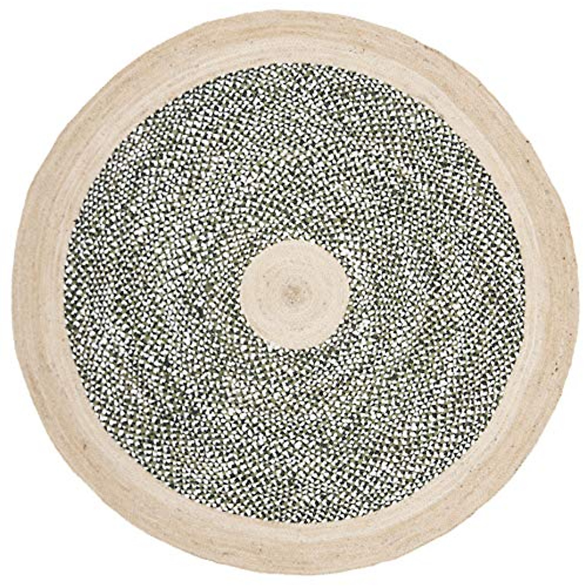 SAFAVIEH Cape Cod Collection 3' Round Green / Natural CAP210Y Handmade Braided Jute & Cotton Area Rug