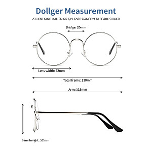 Dollger Halloween Harry Round Glasses Non-Prescription for Men Women Metal Frame clear glasses Sliver