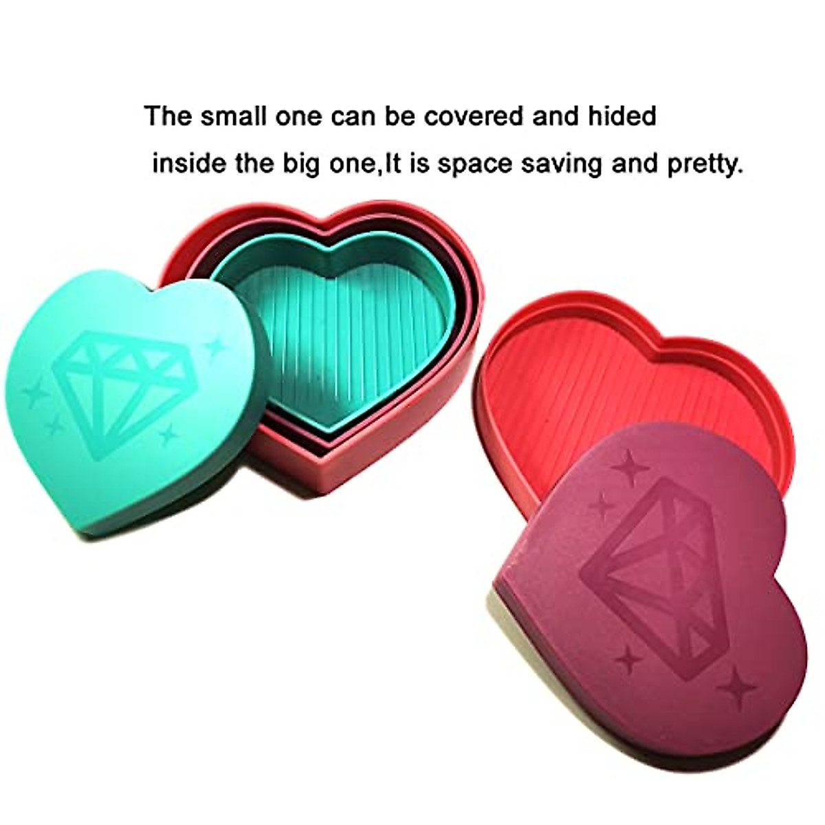 Diamond Painting Bead Sorting Trays, Diamond Art Tray, Small Storage Container Boxes for Small Items Things Small Parts with Hinged Lid,Heart Plastic Gift Box,Small Plastic Boxes 6PC