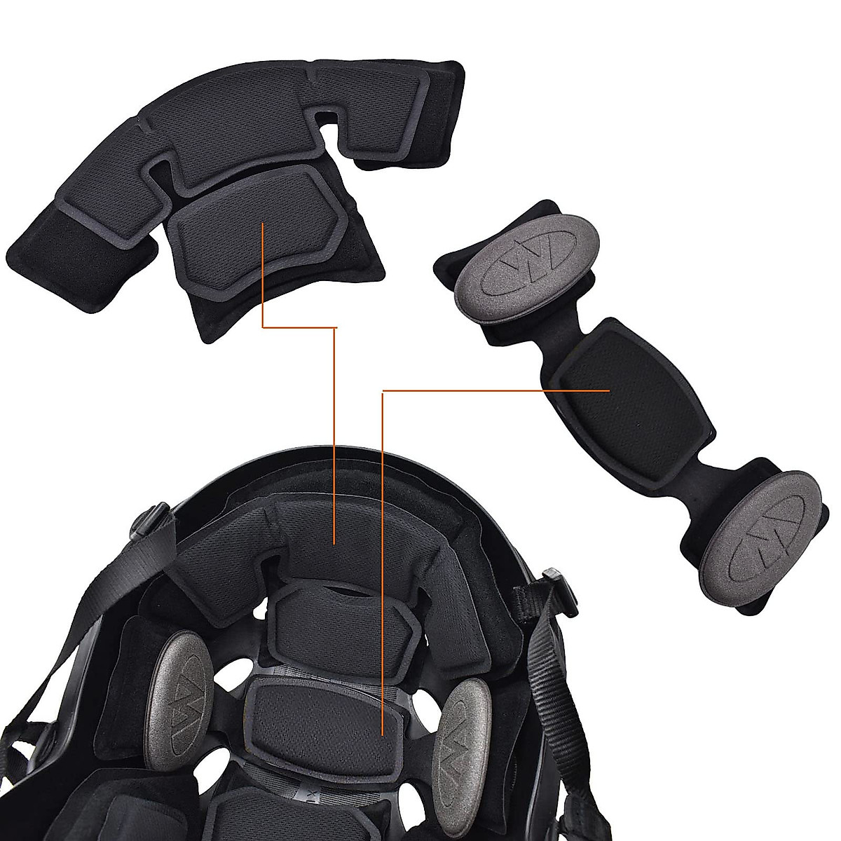 Internal Memory Foam Pads helmet lining Tactical Airsoft Helmet Padding kit Replacement Helmet Liner System Protective Cushion Mat Accessories fit Fast MT MICH IBH AF ACH MK M88 Airsoft Helmet