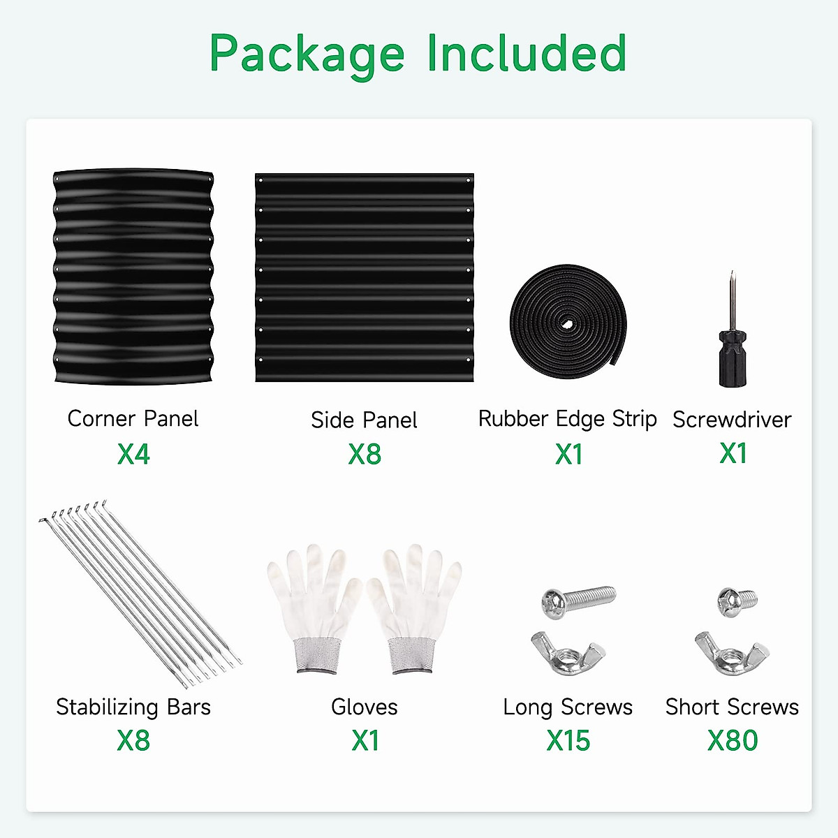 GreatBuddy Raised Garden Beds Outdoor 8x4x2ft, Large Metal Planter Box for Deep-Rooted Vegetables, Flower, Fruit, Herbs, and Succulents w/ 478 Gallon Capacity, Black