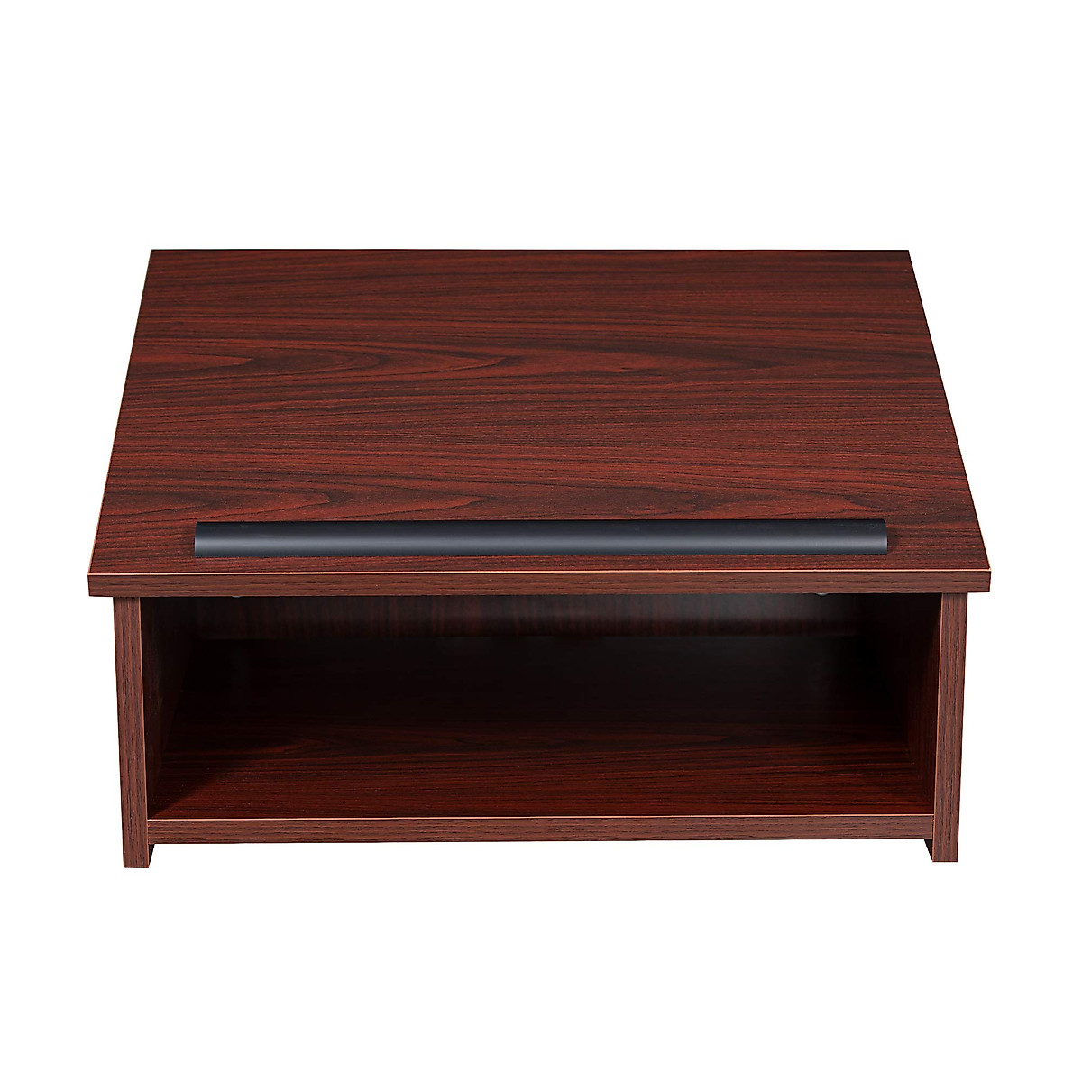 OEF Furnishings Portable Tabletop Lectern with Bookstop and Storage Shelf, Mahogany