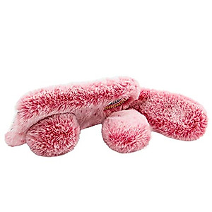 Rabbit Case for Samsung Galaxy S21 Plus 5G,MOIKY Plush Crossbody Cute Fluffy Bunny Ears Hair Ball Warm Soft TPU Case for Women Bling Rhinestone Shockproof Silicone Bumper Protection Cover,Dark Pink