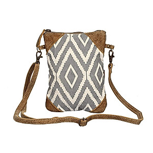 Myra Bag Gladden Upcycled Canvas Crossbody Bag S-1357, Brown, One Size