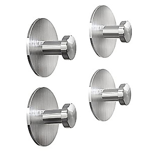 Hook for Kitchen Bedroom Bathroom ,Sticky Hooks,Bath Wall Hooks for Hanging, Adhesive Towel Hook Stainless Steel Adhesive Wall Hooks,Can Hang Clothes,Kitchenware,Hat,4-Packs
