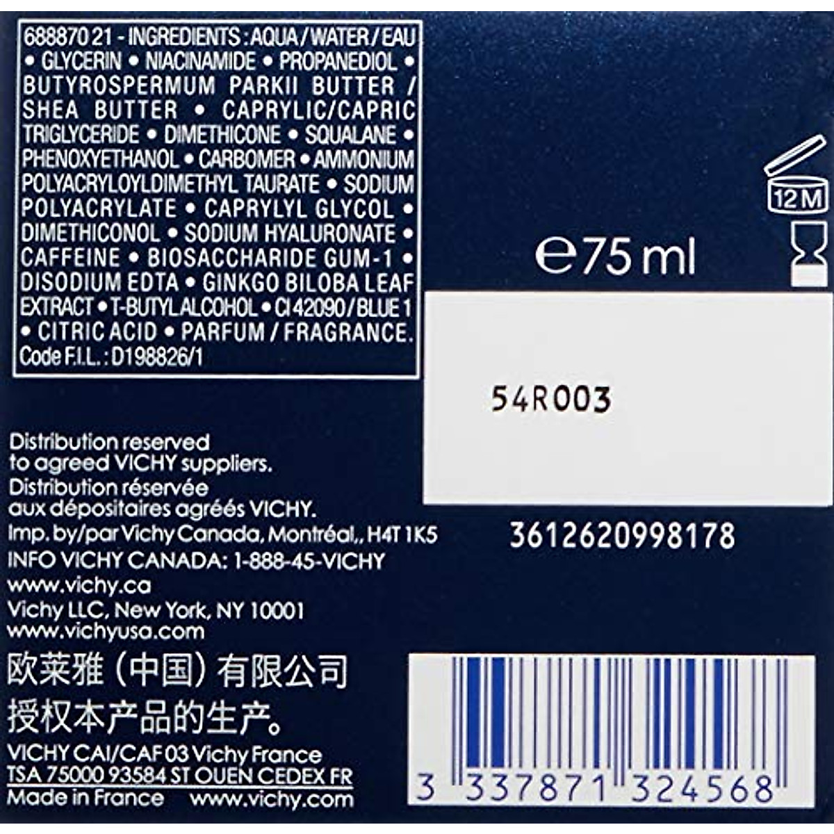 Vichy Aqualia Thermal Spa Face Night Cream and Overnight Mask with Hyaluronic Acid, Moisturizer for Face and Neck, Moisturizing Night Time Anti Wrinkle Cream, Light Scent, Paraben Free