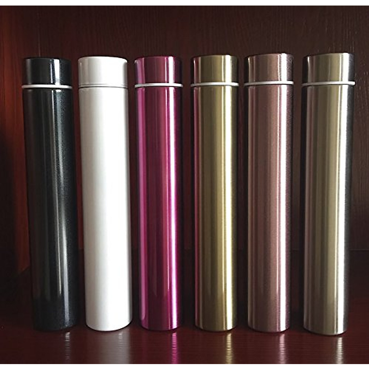 ChezMax Slim Thin Stainless Steel Vacuum Insulated Thermos Water Bottle Leak Proof Eco-Friendly Travel Thermos Cup Sports Drink Bottle 8.8 oz Gold