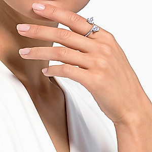 SWAROVSKI Mesmera Women's Open Ring Crystals and White Pavé and a Rhodium Finished Band, Size 8