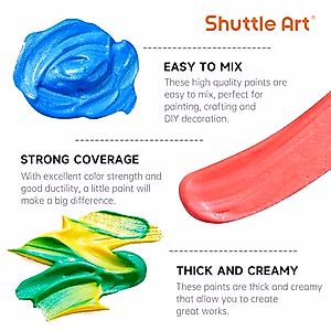 Shuttle Art Color Change Acrylic Paint, 20 Chameleon Colors Acrylic Paint, 60ml/2oz Bottles, Iridescent Paint for Artists, Beginners, Kids Painting & Crafting on Canvas, Rocks, Wood, Fabric, Ceramic