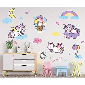 Unicorn Bedroom Decor for Girls: Unicorn Decals for Baby Room, Girls Bedroom and Nursery Wall Decor, Unicorn Wall Decals Decoration for Kids and Toddlers Room.