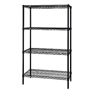 Quantum Storage Systems WR74-2448BK Starter Kit for 74" Height 4-Tier Wire Shelving Unit, Black Finish, 24" Width x 48" Length x 74" Height