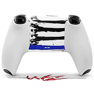 WraptorSkinz Skin Wrap compatible with Sony PS5 DualSense Controller Brushed USA American Flag Blue Line (CONTROLLER NOT INCLUDED)