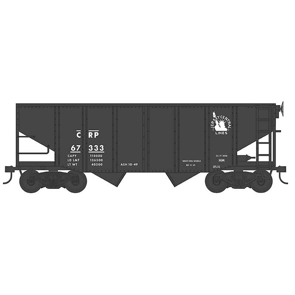 Bowser HO Scale 55-Ton Fishbelly Hopper Central Railroad of Pennsylvania #67392