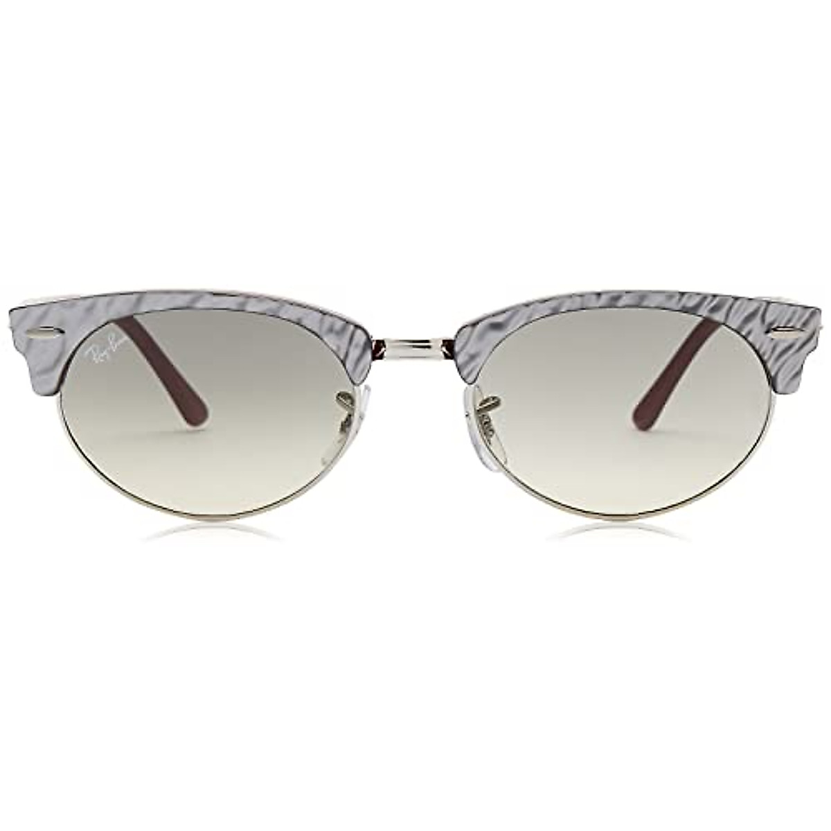 Ray-Ban Rb3946 Clubmaster Oval Sunglasses, Wrinkled Grey On Bordeaux/Clear Gradient Grey, 52 mm