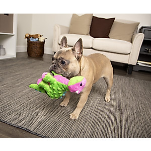 goDog Dinos Spike Squeaky Plush Dog Toy, Chew Guard Technology - Green, Small