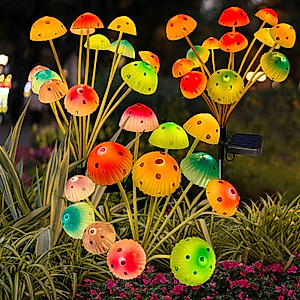 Solar Garden Lights, 2 Pack Solar Mushroom Lights Outdoor, Upgraded 24LED Mushroom Flower Light Yard Decor Outside Waterproof, Garden Decor for Lawn Front Porch Patio Backyard