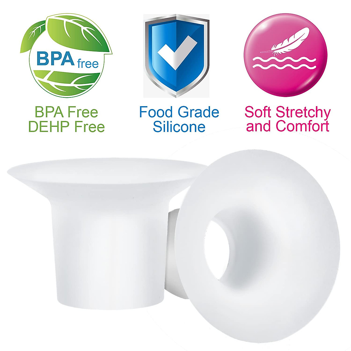 Begical Flange Inserts 19mm for Medela/Spectra/Elvie/Motif Luna/Ameda MYA Breastpump 24mm Breast Shields. Reduce 24mm Nipple Tunnel Down to 19mm;2pc/Each