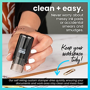 Smiley FACE - ExcelMark Self-Inking Round Teacher Stamp - Purple Ink