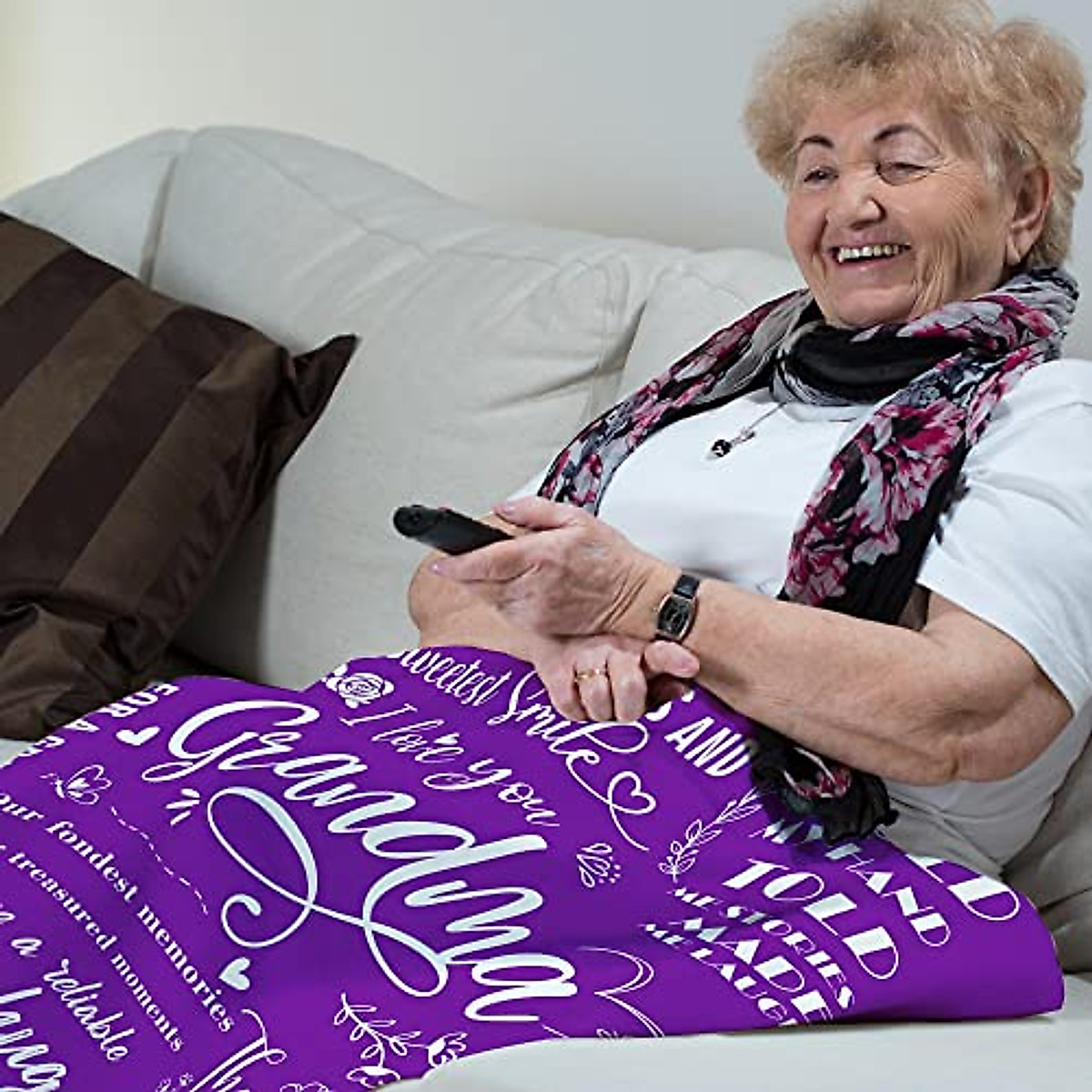 Grandma Blanket, Gifts for Grandma, Birthday Gifts for Grandma, Grandma Blanket for Grandma from Grandkid, Grandma Gifts for Mothers Day, Christmas - Soft Purple Blanket 50" X 60"