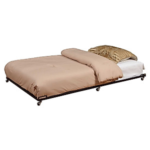 Kings Brand Furniture Twin Size White Metal Roll Out Trundle Bed Frame for Daybed