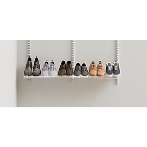 Rubbermaid Customizable Wall Mount Shoe Shelf, White, for Home/House/Closet/Laundry/Linen Organization
