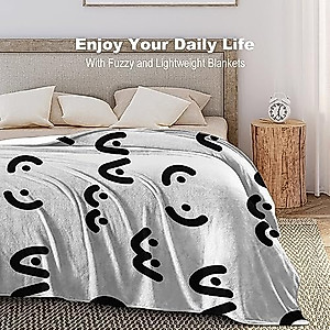 Lightweight Flannel Blanket for Men Boys, Compatible with Funny Boobs Breast White, Small Large Warmer Fall Throw Blanket, Cute Fleece Blanket for Couch Bed Sofa Chair, Queen King Size Blankets