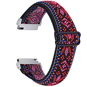 Elastic Bands Compatible with Fossil Gen 5 Julianna/Carlyle/Garrett HR Band, 22mm Quick Adjustable Stretchy Nylon Loop Wristband Replacement Soft Straps for Fossil Gen 5 Women's Smartwatch