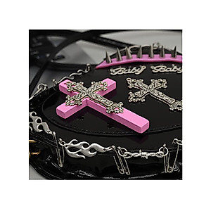 YOOSMATIC Y2K Heart Shaped Crossbody Bag Punk Design Women Crossbody Bag Hot Girl Black