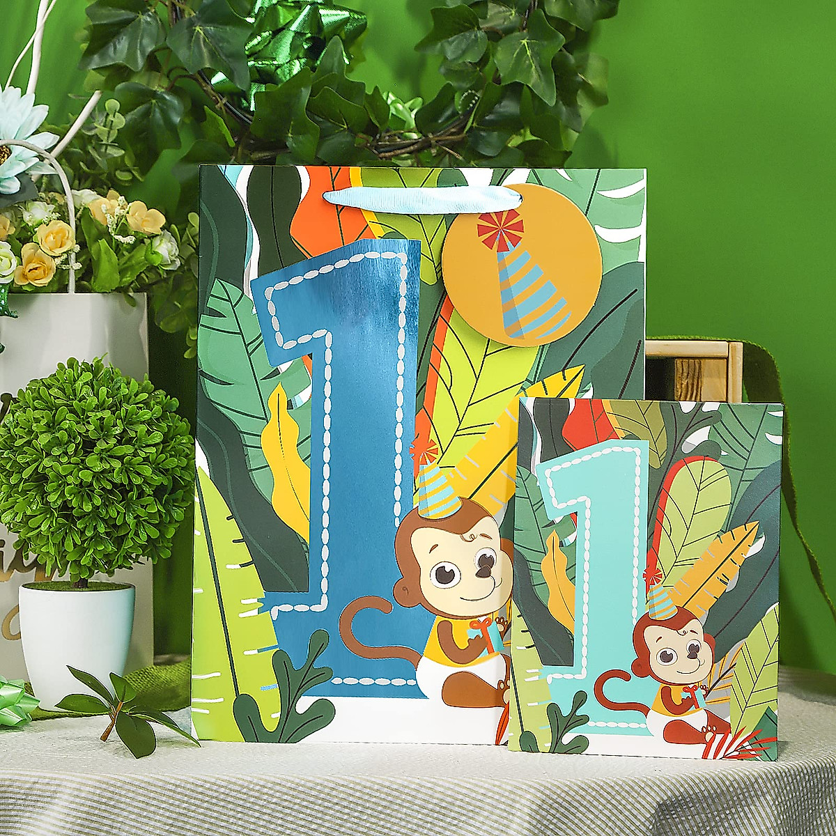 MAYPLUSS 13" Large Gift Bag for One Birthday with Birthday Card and Tissue Paper