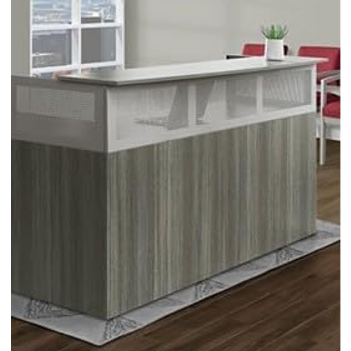 NBF Modern Reception Desk with Counter - 72" W x 29" D Durable Retail Checkout Counter - Floating Top Front Desk Reception Counter - Countertop Welcome Desk for Office Lobby Salon Store (Gray)