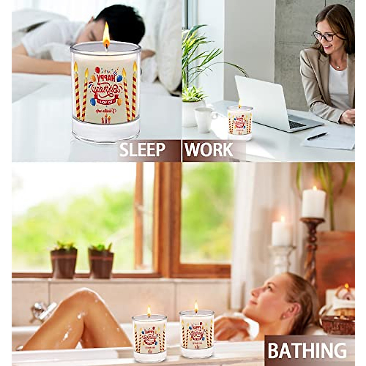 Wishing Candles Big Glass Vanilla Cake Soybean Candles, 60 Hour Cream Scented Birthday Candles, White, 8 Ounces for Birthday Gifts, Parties and Holiday Decorations