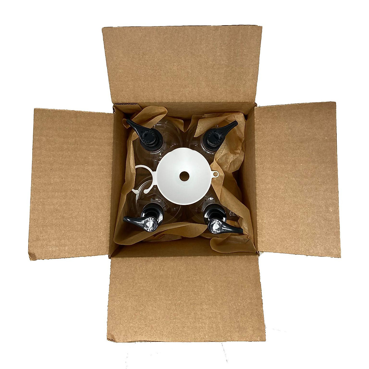 (4 Pack with Patented Screw-On Funnel) Earth's Essentials Versatile 16 Ounce PET Plastic Refillable Designer Pump Bottles. Excellent Liquid Hand Soap, Lotion, Shampoo and Massage Oil Dispensers