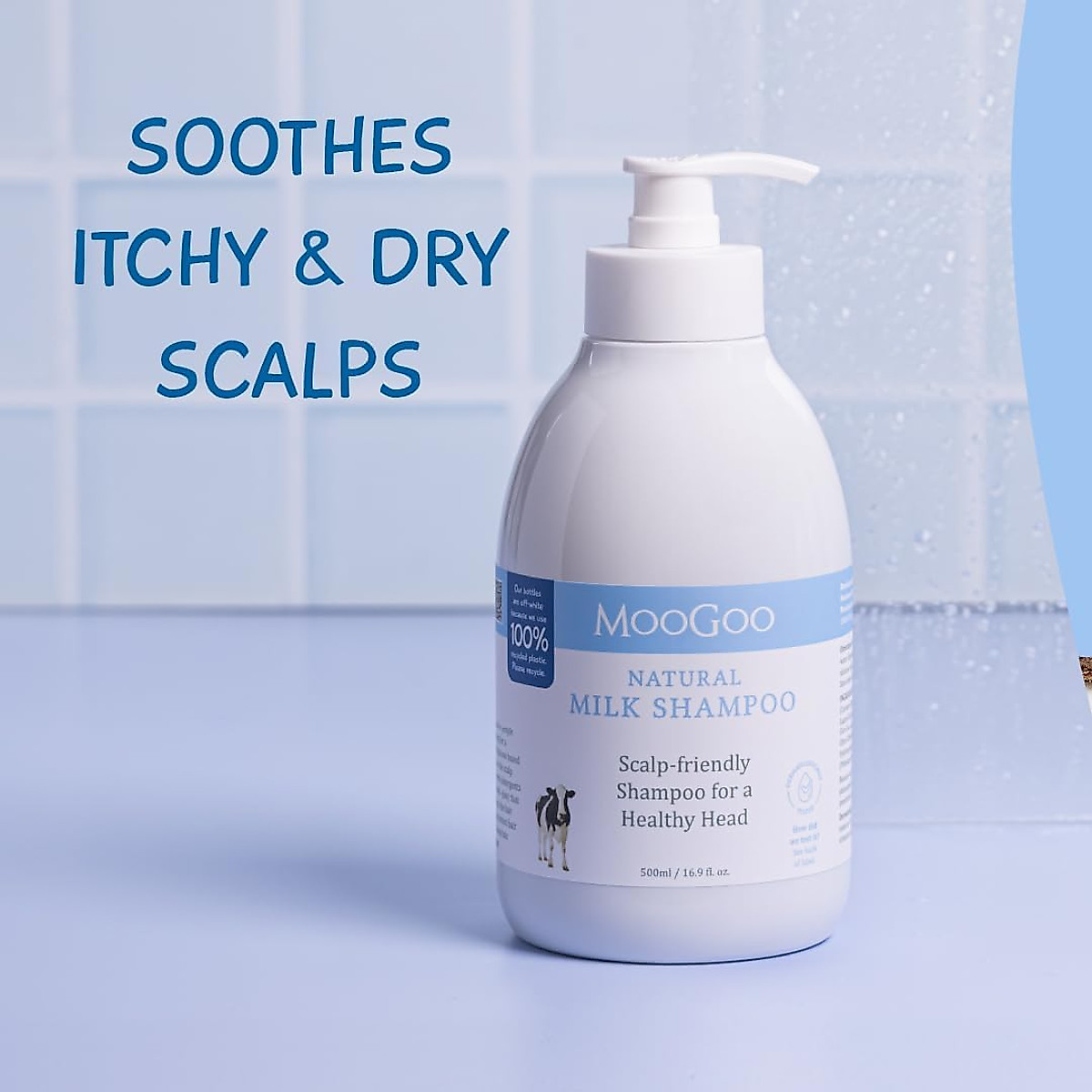 MooGoo Milk Shampoo – For Itchy, Dry, Eczema, Psoriasis & Dandruff Prone Scalps – SLS, Silicone, Sulfate & Paraben Free - Natural & Gentle Formula – 500ml / 16.9 fl.oz.