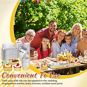 150 Pcs Mini Cake Pans with Lids Disposable Ramekins 6.8 oz 5 oz Aluminum Foil Cupcake Baking Cups, Rectangle Round Square Cupcake Liners Cake Tins for Flan Muffin Dessert Party Favors, Gold