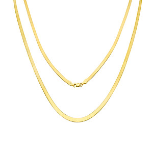 Nuragold 10k Yellow Gold 3mm Solid Herringbone Silky Flexible Chain Womens Necklace 16" 18" 20" 22" 24"