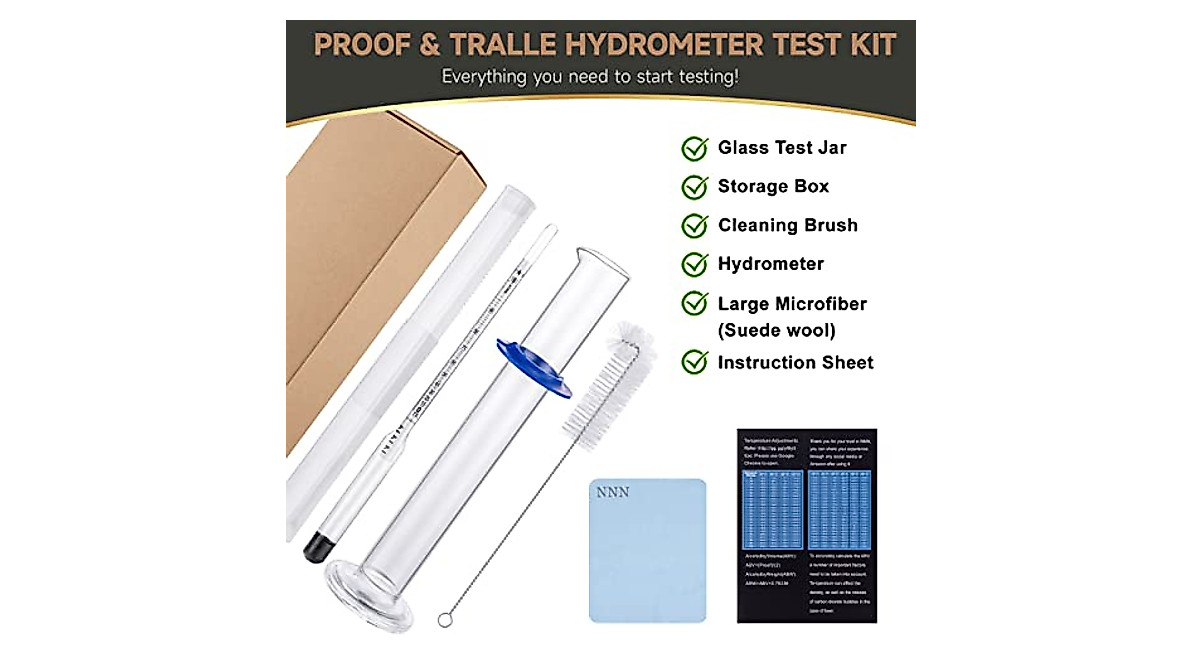 Hydrometer Alcohol Test Kit for Proofing Spirits & Moonshine | HOMEMO