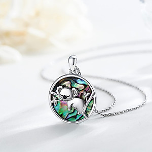 JUSTKIDSTOY Koala Necklace 925 Sterling Silver Abalone Shell Koala Bear Necklace Koala Jewelry Graduation Gifts for Women Animal Lovers