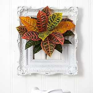 Nearly Natural 17” Garden Croton Artificial (Real Touch) (Set of 6) Silk Plants, Multi