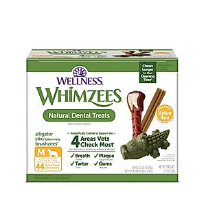 WHIMZEES by Wellness Value Box Natural Dental Chews for Dogs – Clean Teeth, Freshen Breath, Reduce Plaque & Tartar, Medium Breed 44 Count