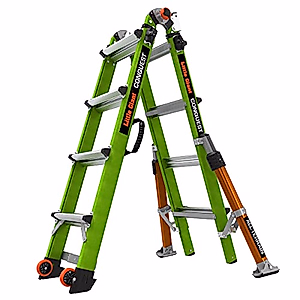 Little Giant Ladder Systems Conquest 2.0 All-Terrain, M17, 17ft, Multi-Position Ladder with Adjustable Outriggers, Fiberglass, Type 1A, 300 lbs Weight Rating, (17107-001)