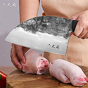 Professional Full Tang Traditional Forged Chinese Chef Knife Kitchen Knives High Manganese Steel Meat Cleaver Serbian Butcher Chopper Sharp Blade Slicer Slaughtering Knife for Family, BBQ or Camping
