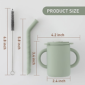 TOPGOMES Toddler Straw Cup with 2 Handlers, Food Grade Silicone Training Cup for Baby, Unbreakable, Come with Straw Brush, BPA Free, 5 oz (Dusty Lilac)